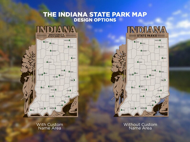The Indiana State Park Map - Custom and Non Customizable Options - SVG ...