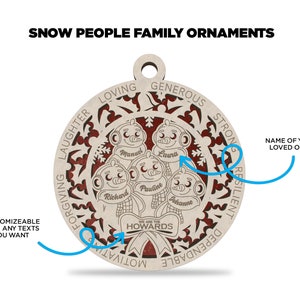 Snow People Family Ornaments - Includes Options for up to 6 Names - SVG ...