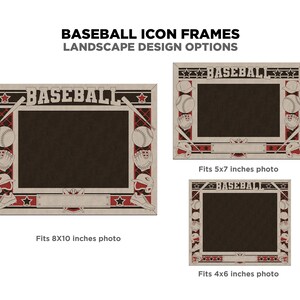 Baseball Icon Frames - Includes Frame Sizes 4x6, 5x7, 8x10 in Landscape ...