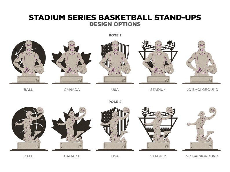 Stadium Series Stand Ups - Basketball - 5 Poses in 2 Cut Formats and 1 ...