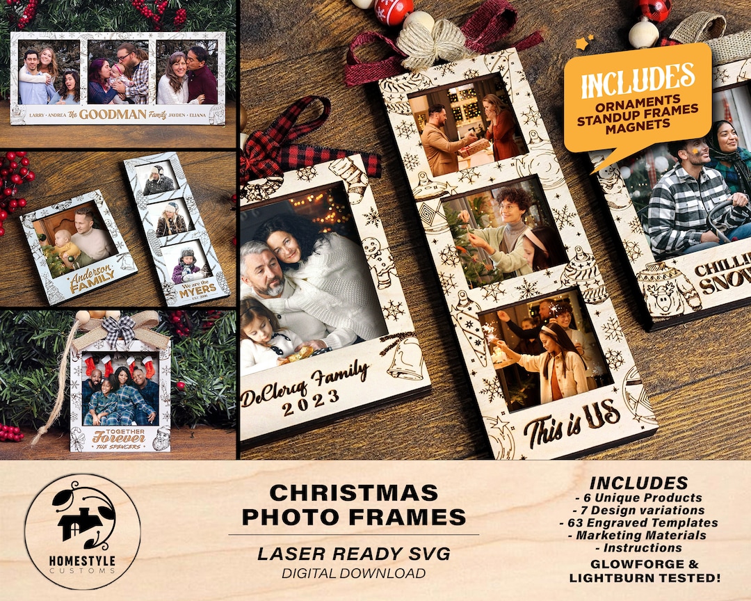 Christmas Photo Frame Collection - Includes Ornaments, Stand Ups and ...