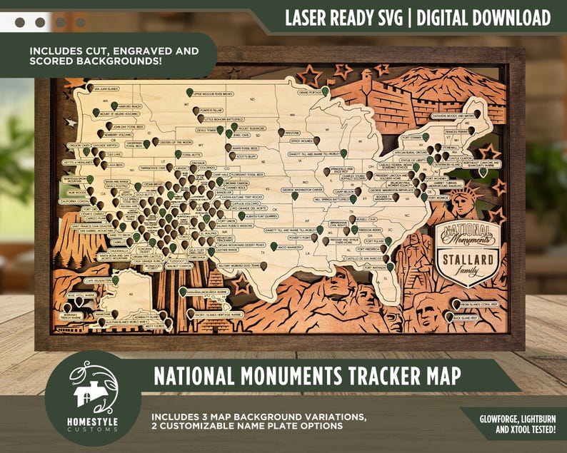 The National Monuments Tracker Map - SVG, PDF, AI Files - Works With ...
