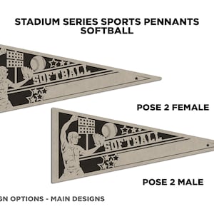 Stadium Series Sports Pennants - Softball - 12 Variations Included ...