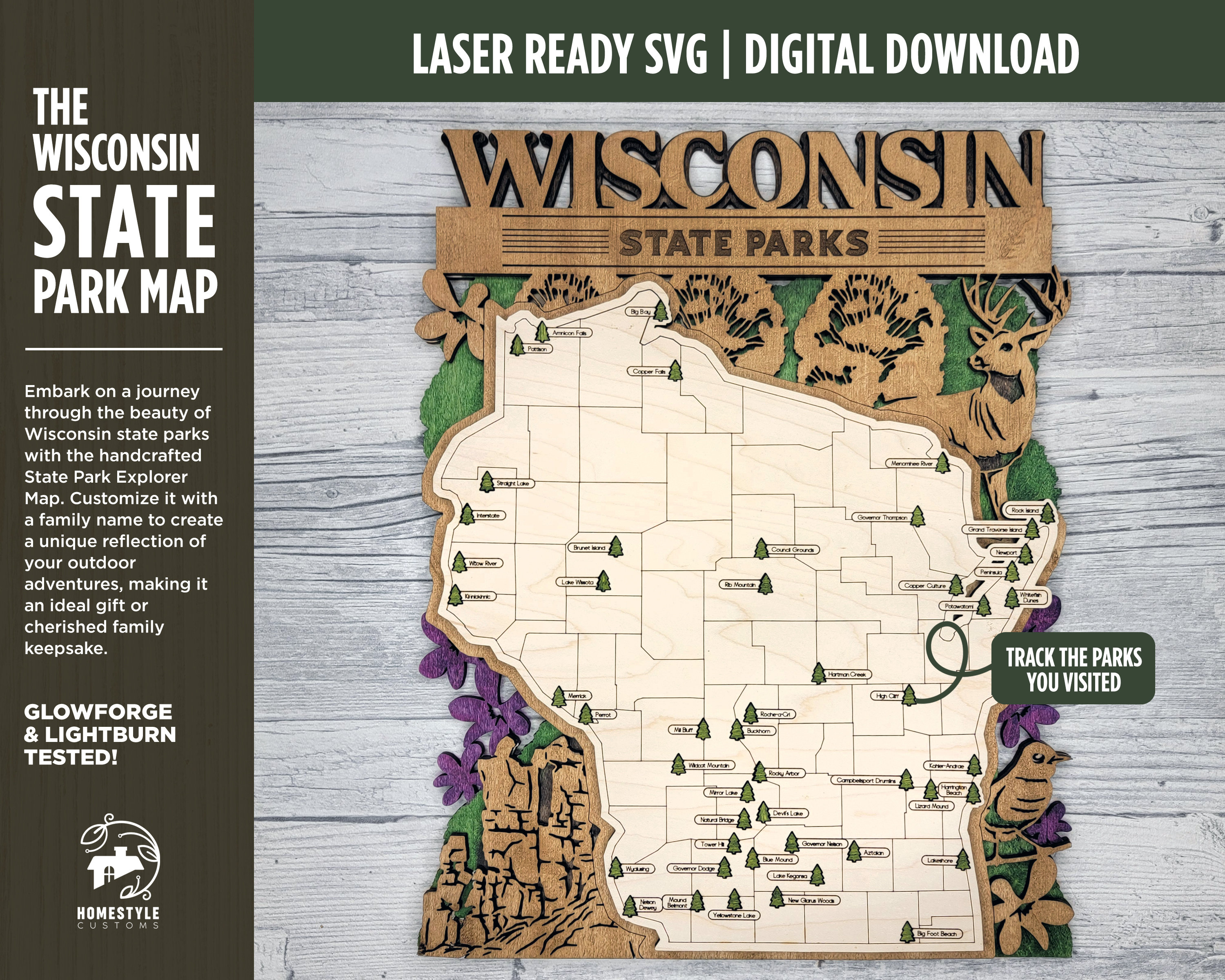 The Wisconsin State Park Map - Custom and Non Customizable Options ...