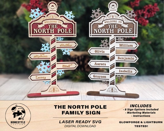 The North Pole Family Sign Includes 2 to 8 Arrow Options - Etsy