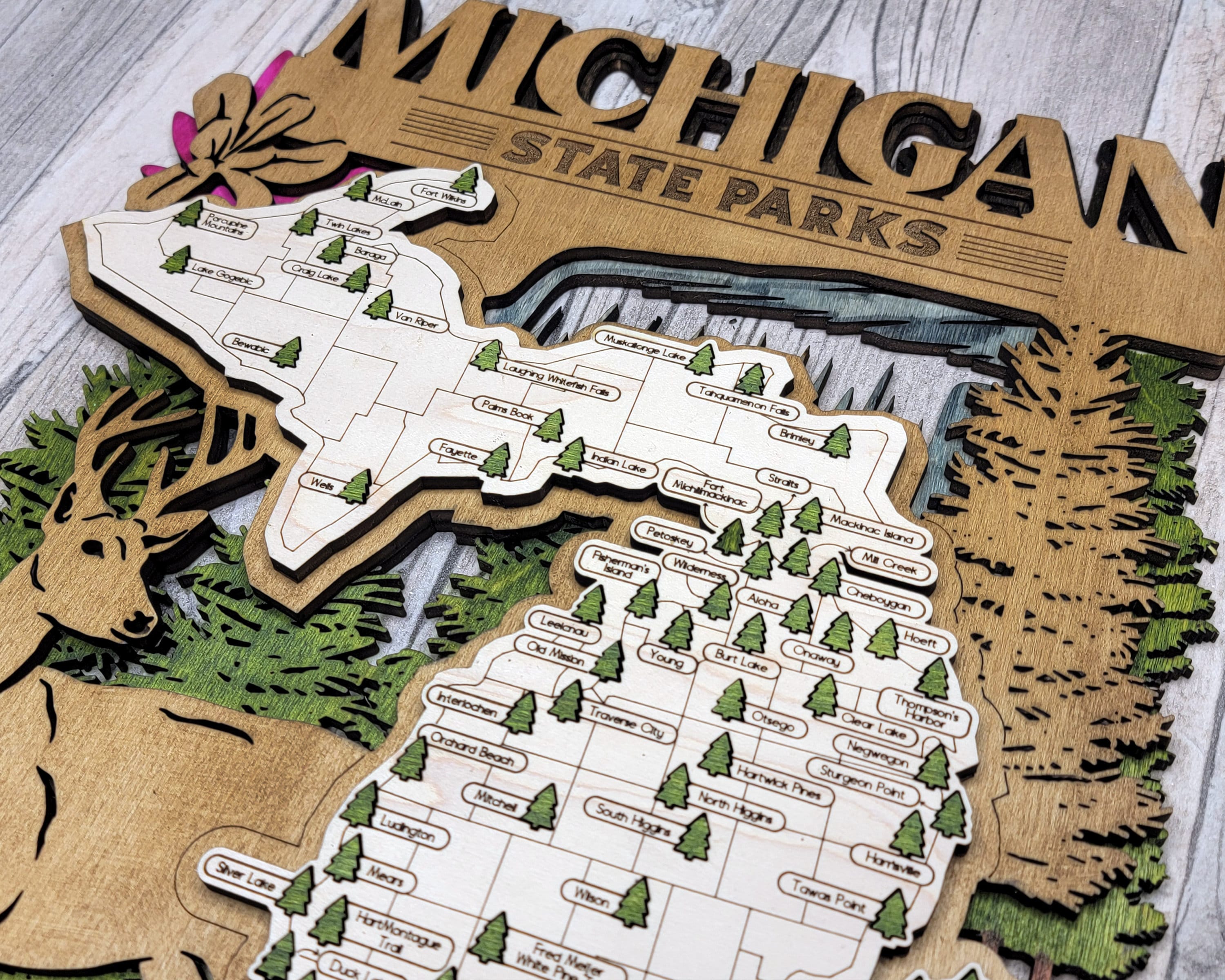The Michigan State Park Map - Custom and Non Customizable Options - SVG ...