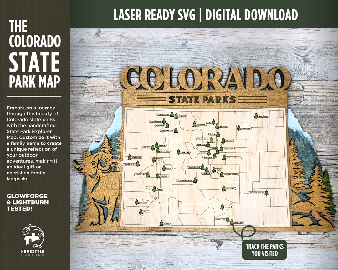The Colorado State Park Map - Custom and Non Customizable Options - SVG ...