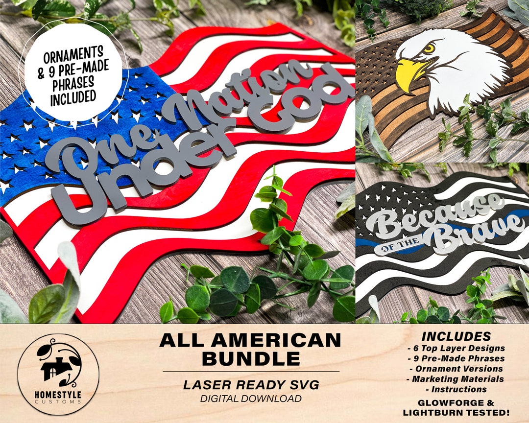 All American Bundle - Includes Signage and Ornaments - 6 Designs and 9 ...