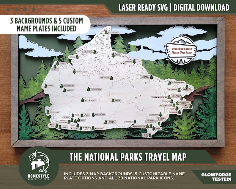 The Canadian National Parks Travel Map - 3 Backgrounds & 5 Customizable ...