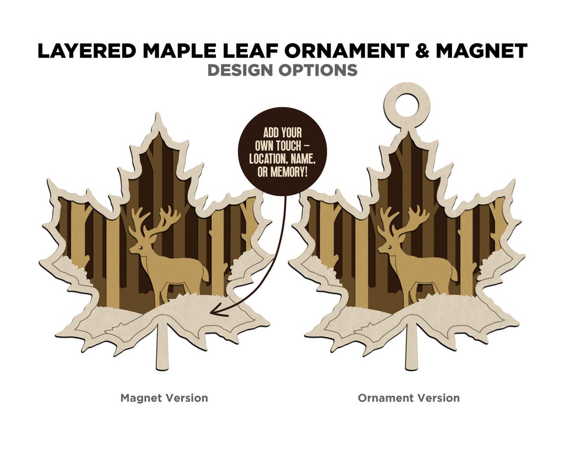 Layered Maple Leaf - Ornament and Magnet - SVG, PDF, AI File Download ...