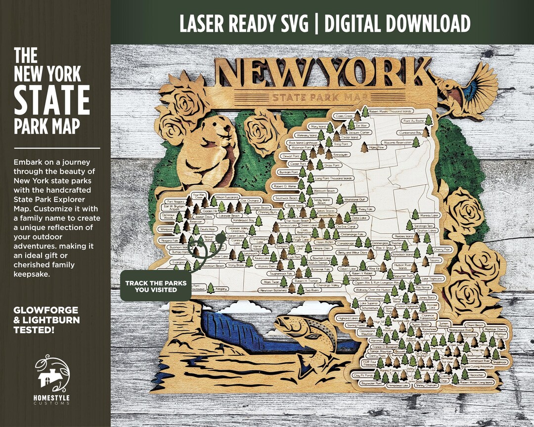 The New York State Park Map - Custom and Non Customizable Options - SVG ...