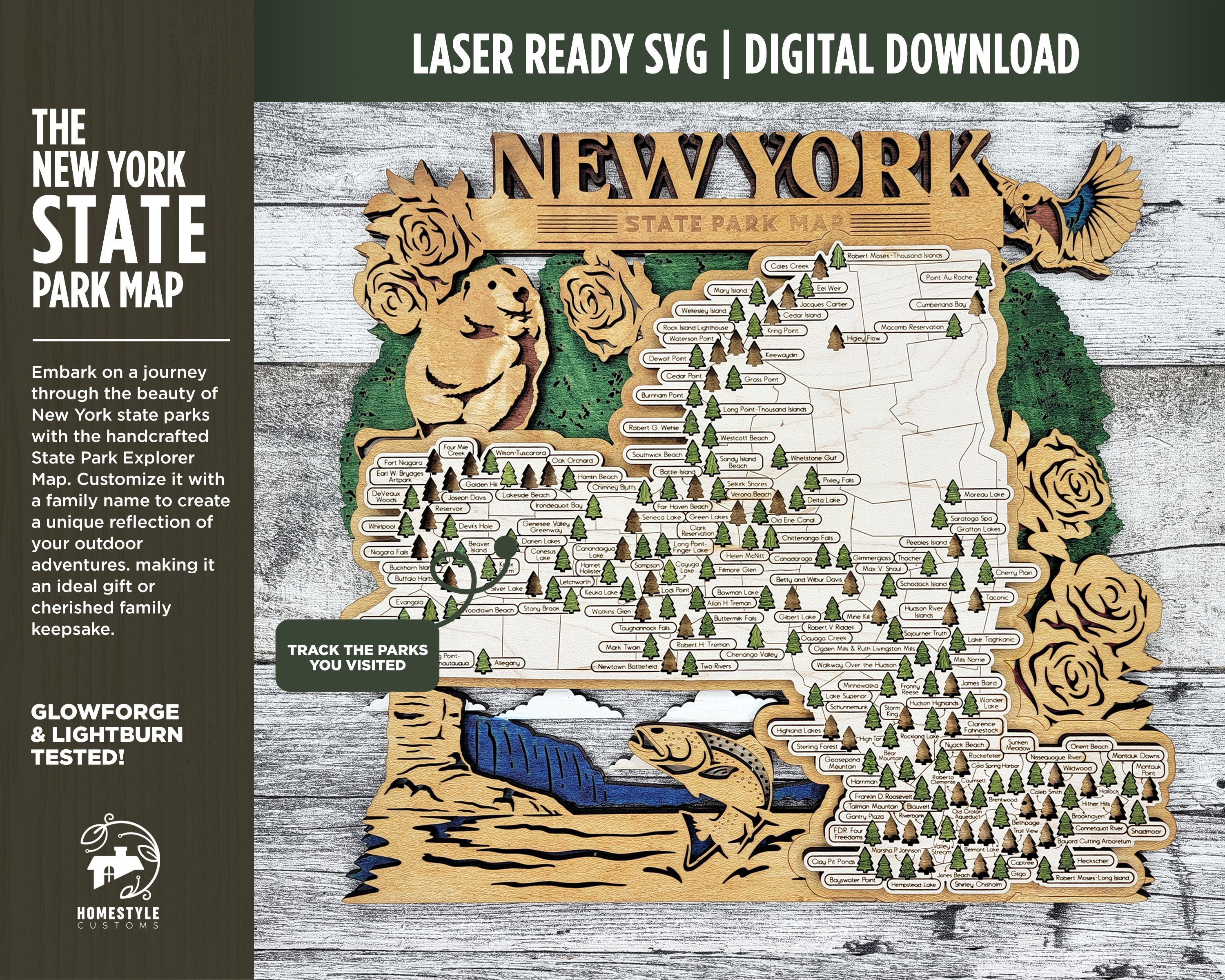 The New York State Park Map - Custom and Non Customizable Options - SVG ...