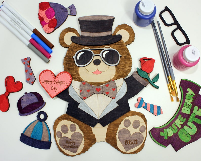 Valentines DIY Build a Bear Crafts - Girl & Boy Versions - SVG File ...