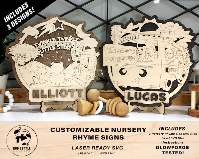 Nursery Rhyme Signs - Customizable - SVG File Download - Sized for ...