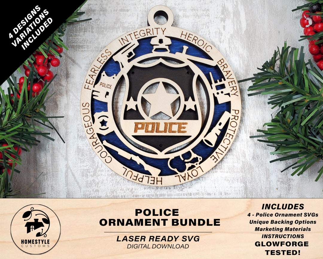 Police Ornament Bundle - 4 Unique Designs - SVG, PDF, AI File Download ...