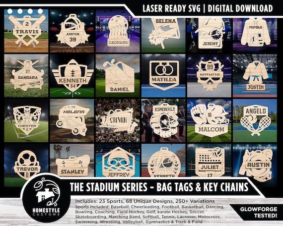 Stadium Series Sports Bag Tags & Key Chains 15 Designs SVG - Etsy