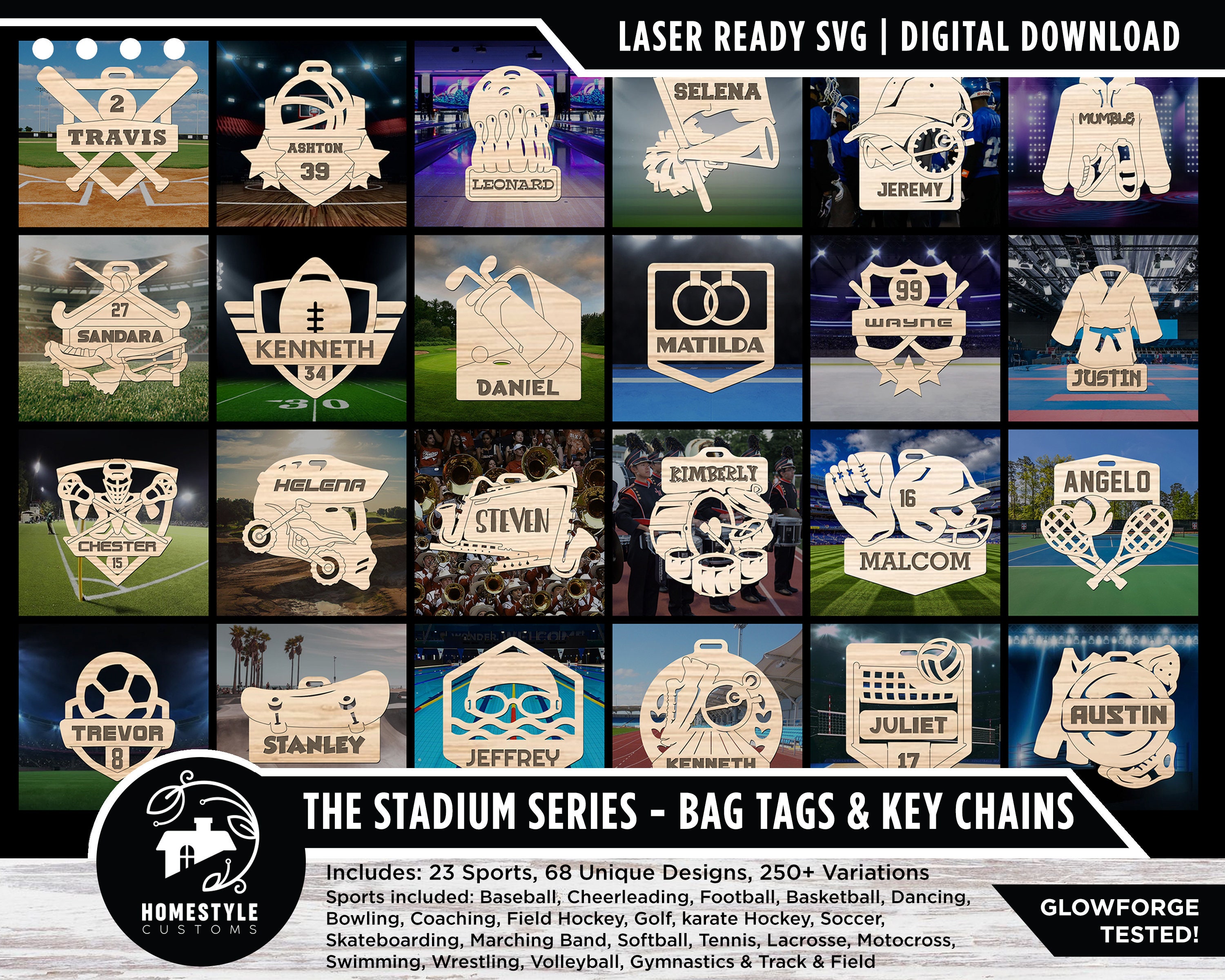 Stadium Series Sports Bag Tags & Key Chains 15 Designs SVG - Etsy Canada