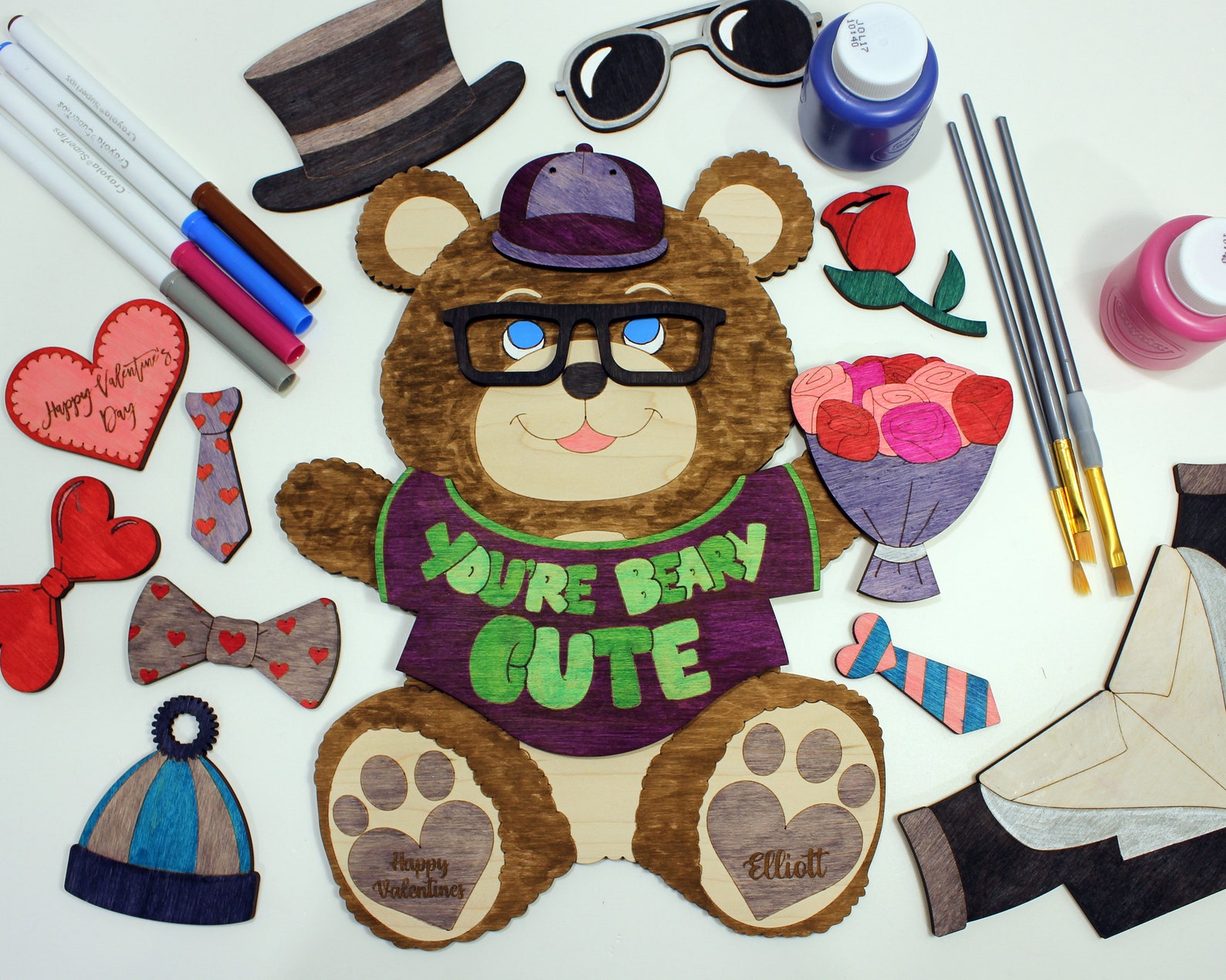 Valentines DIY Build a Bear Craft Boy Version SVG File | Etsy