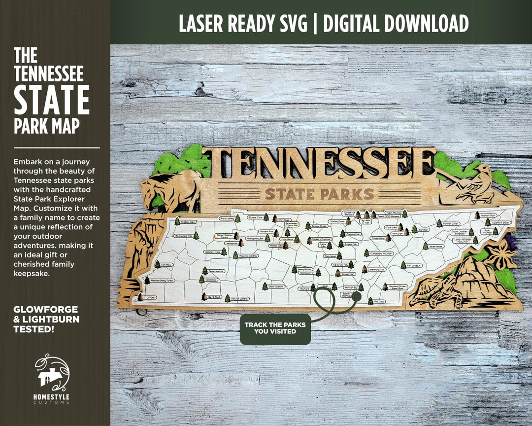 The Tennessee State Park Map - Custom and Non Customizable Options ...