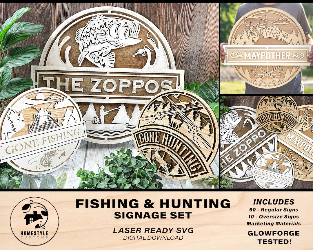 Fishing and Hunting Signage - 70 Regular and Oversize Options Included ...