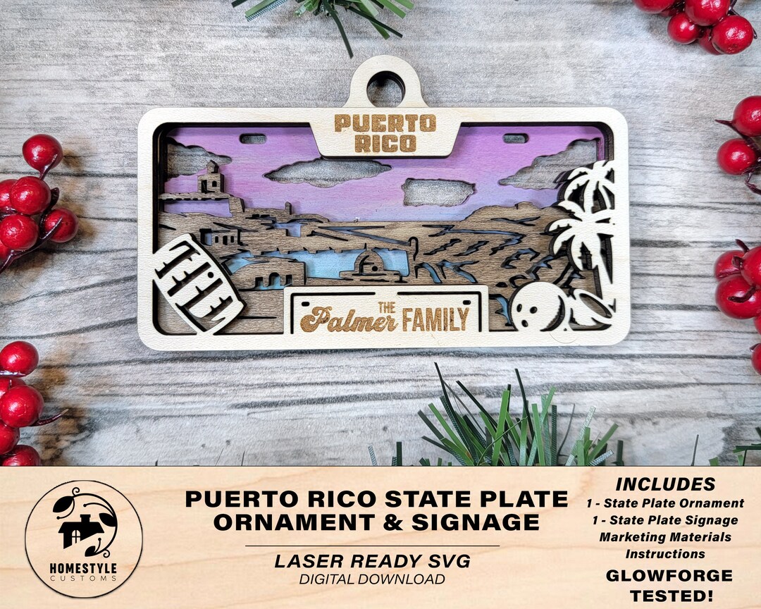 Puerto Rico State Plate Ornament and Signage - SVG File Download ...