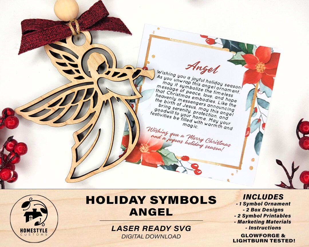 Angel Holiday Symbol - 1 Symbol Ornament - 2 Prints - 2 Box Designs ...