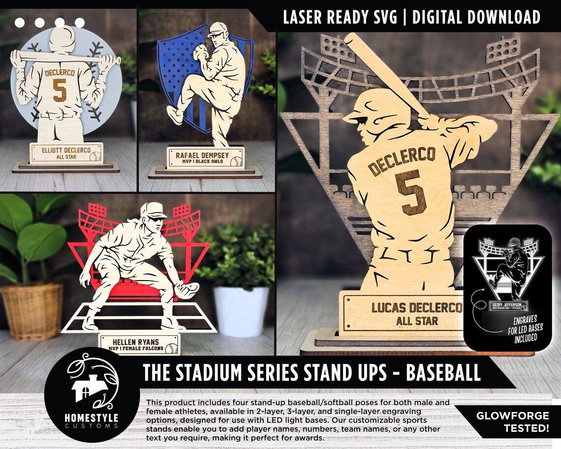 Stadium Series Stand Ups - Baseball - 4 Poses in 2 Cut Formats and 1 ...
