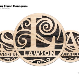 Modern Round Monogram - SVG File Download - Sized for Glowforge ...