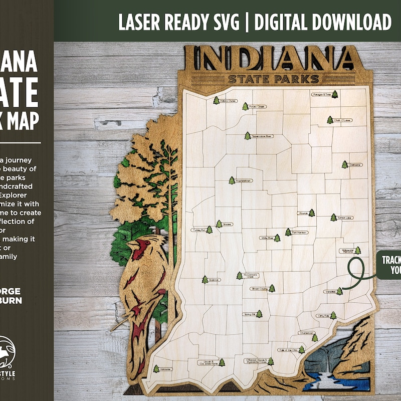 Laser File of Indiana Map - Etsy
