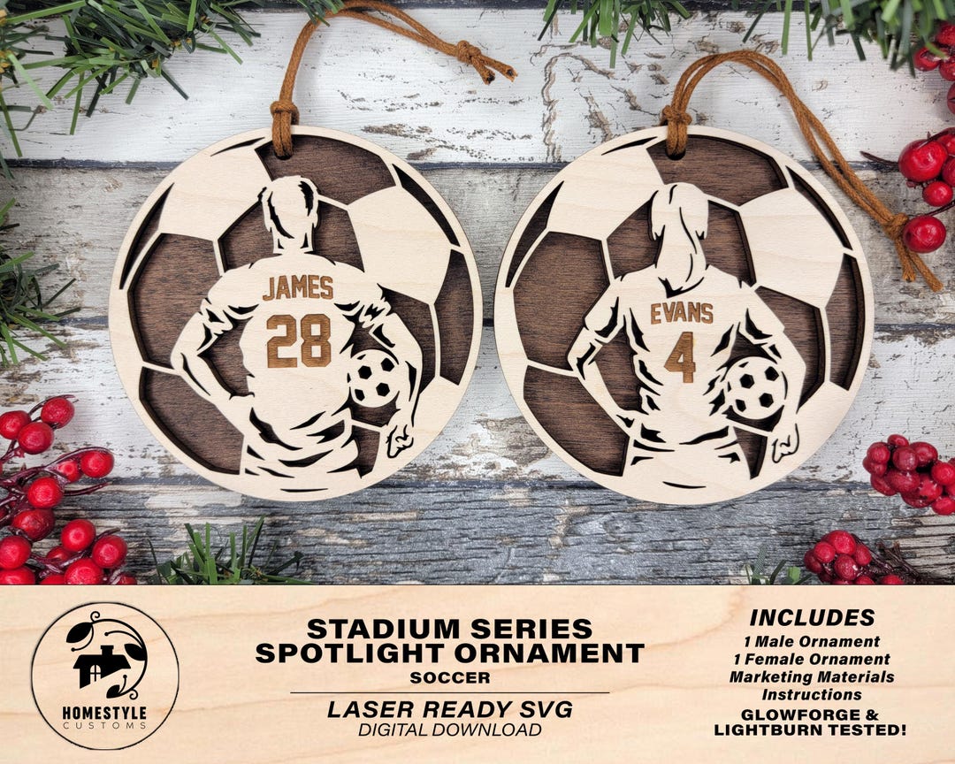Stadium Series Spotlight Ornaments - Soccer Male and Female Options ...