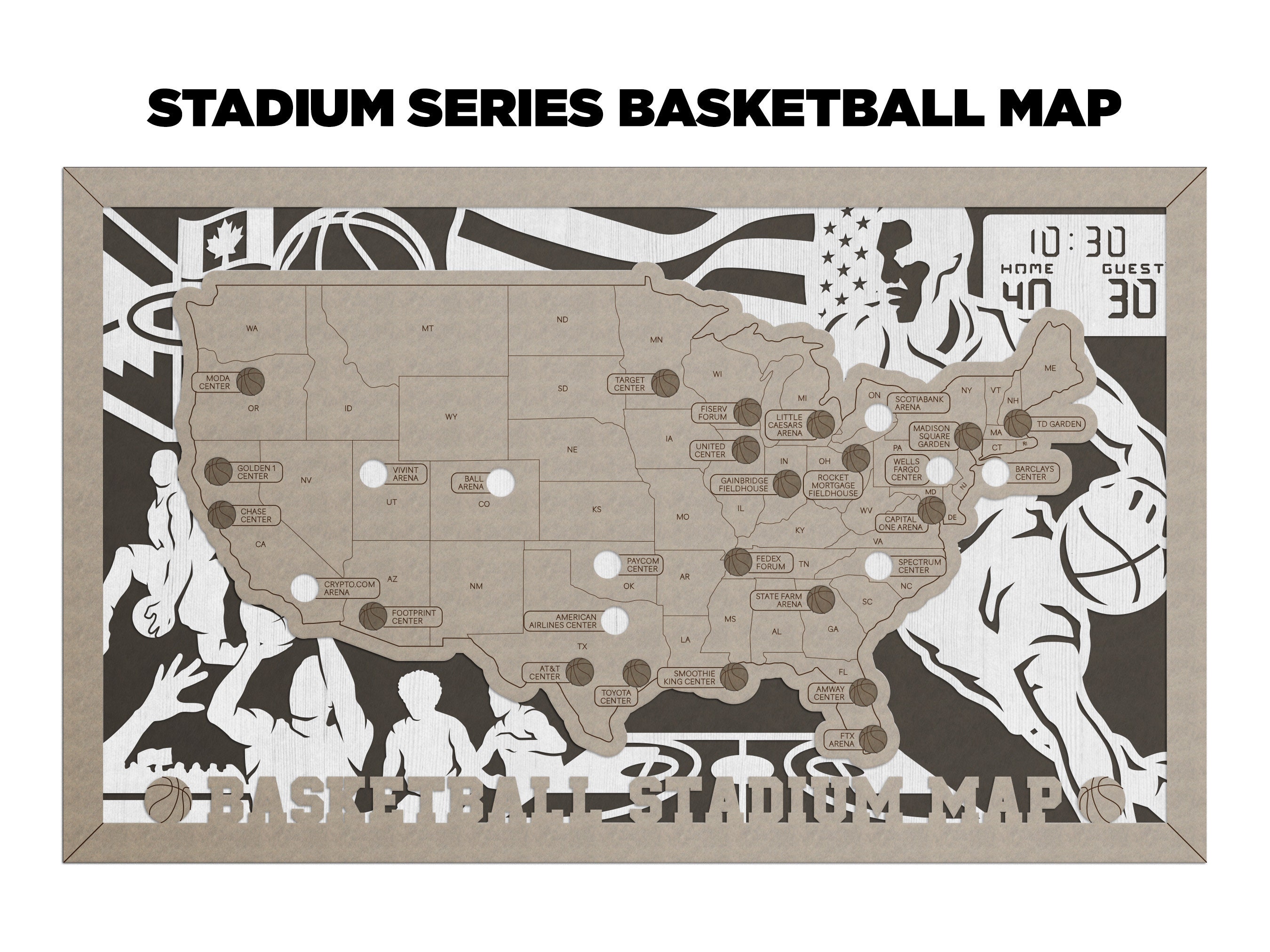The Stadium Series Basketball Map Stadium Tracker SVG File | Etsy