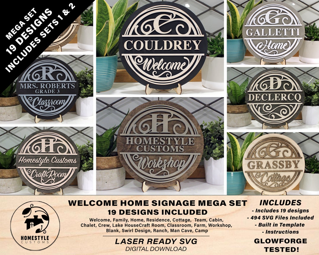 Personalized Home Signage Mega Set - 19 Designs Included - 494 Files ...