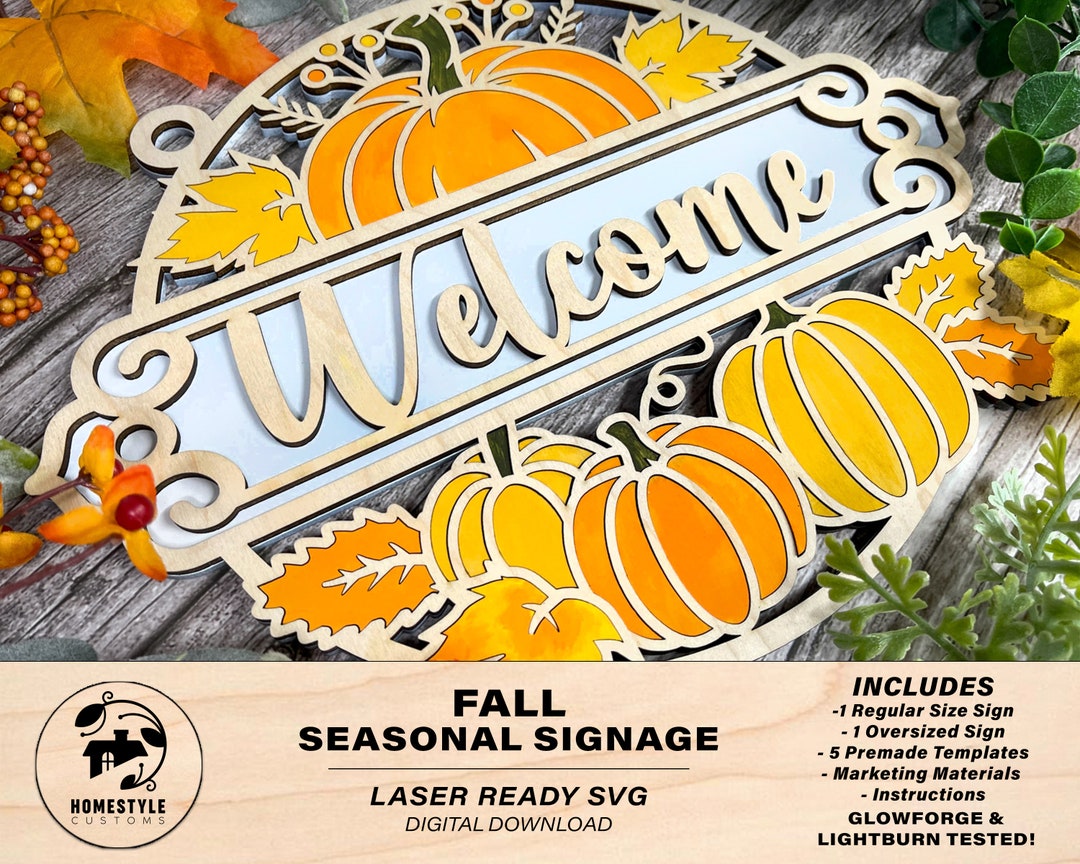 Seasonal Welcome Signage - Fall Version - 2 Variations, 5 Sayings ...