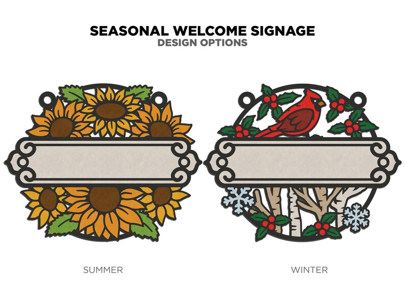 Seasonal Welcome Signage - Spring, Summer, Fall and Winter - 2 ...