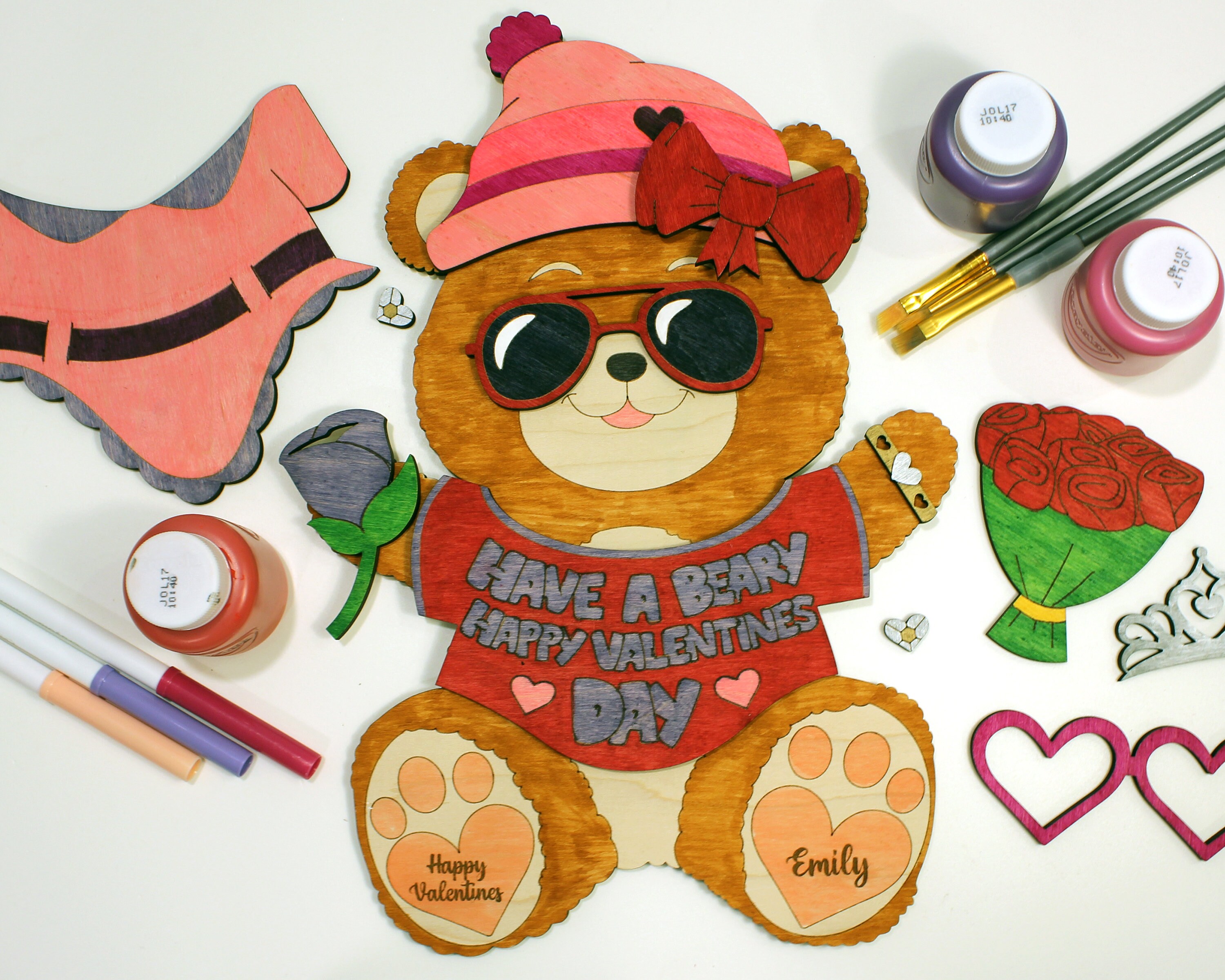 Valentines DIY Build a Bear Craft Girl Version SVG File - Etsy
