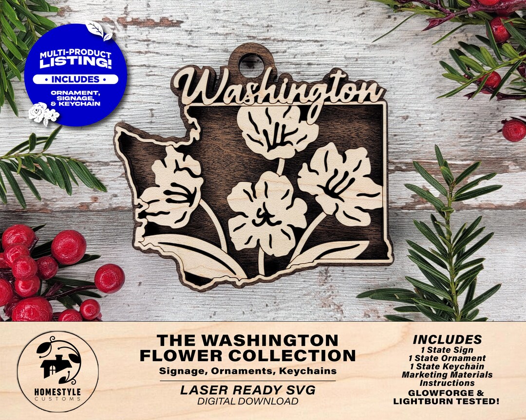 Washington State Flower Collection - Ornaments, Keychains & Signage ...