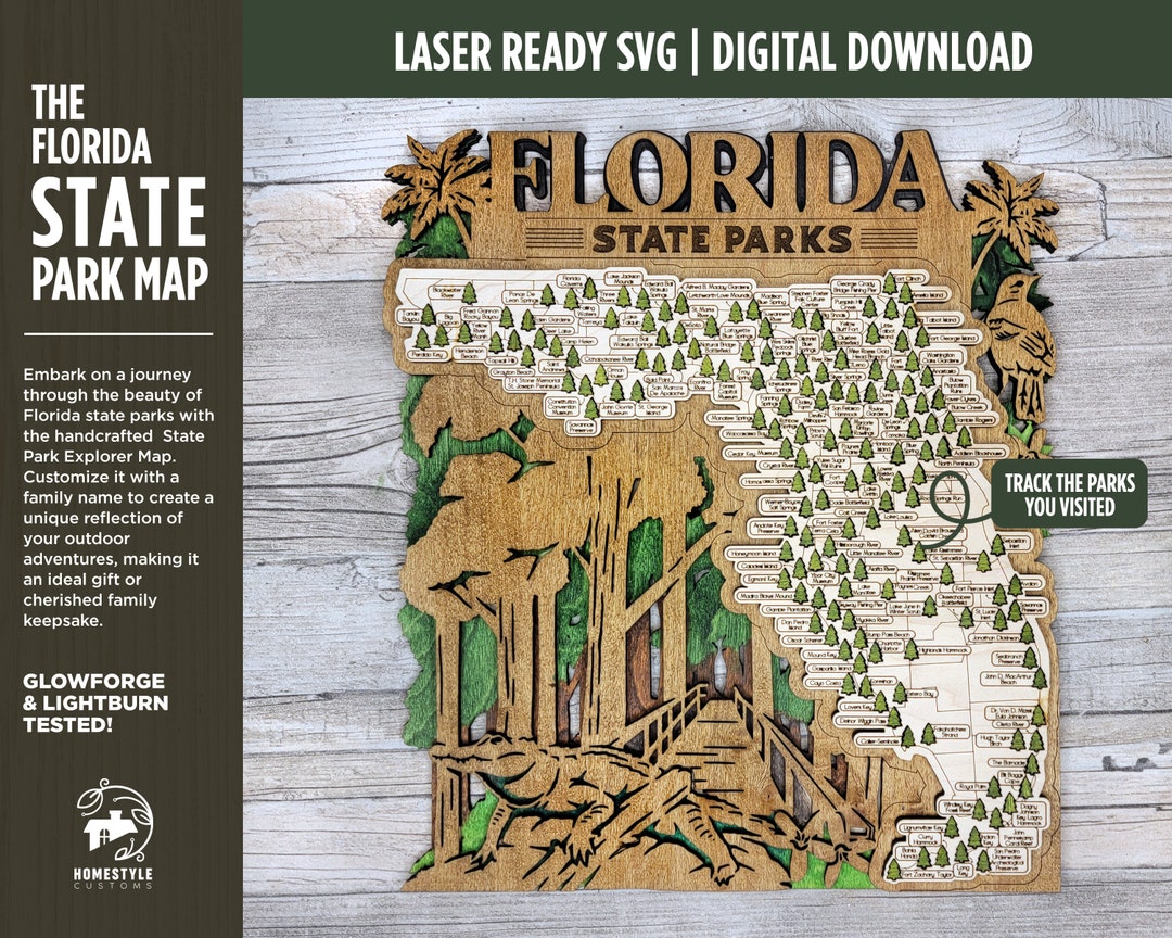The Florida State Park Map - Custom and Non Customizable Options - SVG ...