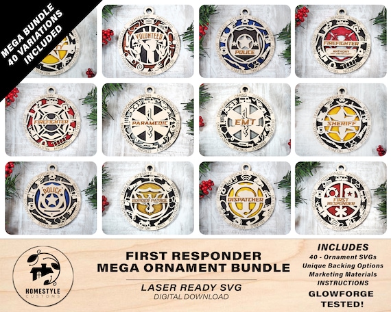 First Responder Mega Ornament Bundle 40 Unique Designs - Etsy
