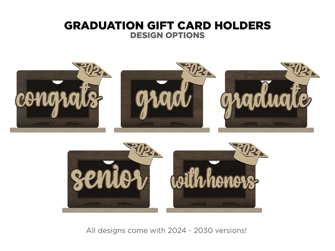 Graduation Gift Card Holders - Includes 5 Designs and Dates From 2024 ...