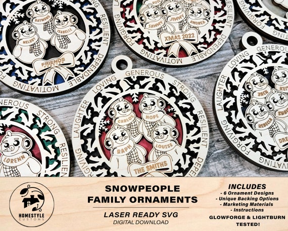 Snow People Family Ornaments Includes Options for up to 6 - Etsy