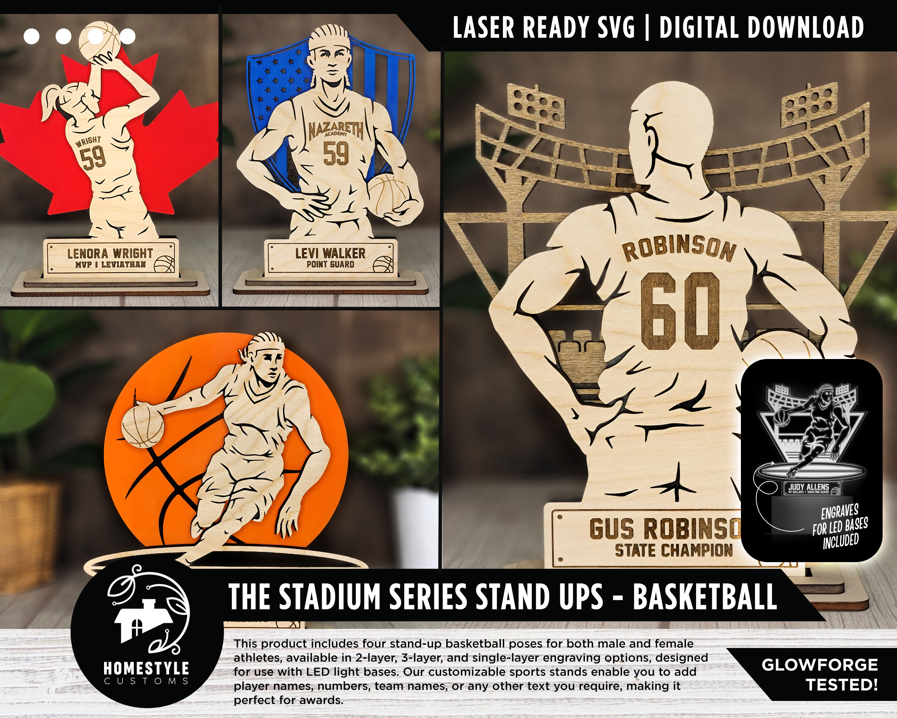 Stadium Series Stand Ups - Basketball - 5 Poses in 2 Cut Formats and 1 ...