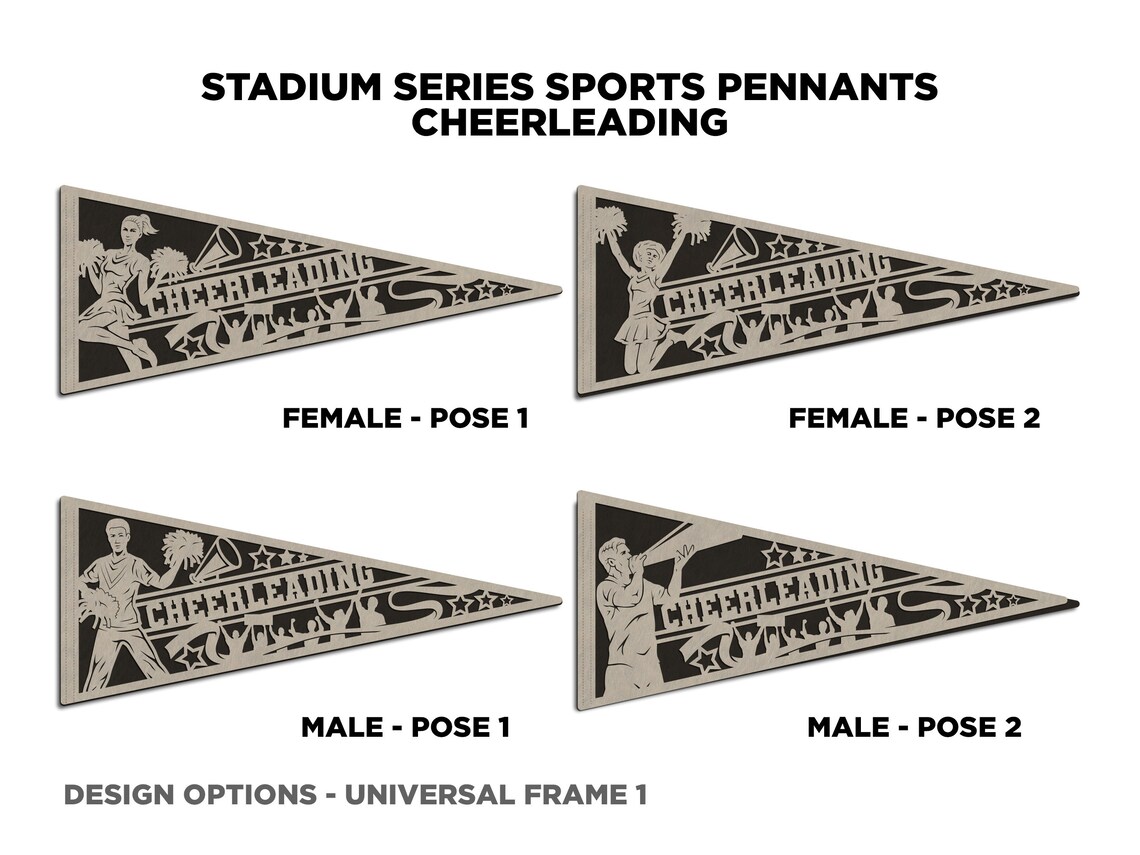 Stadium Series Sports Pennants - Cheerleading - 12 Variations Included ...