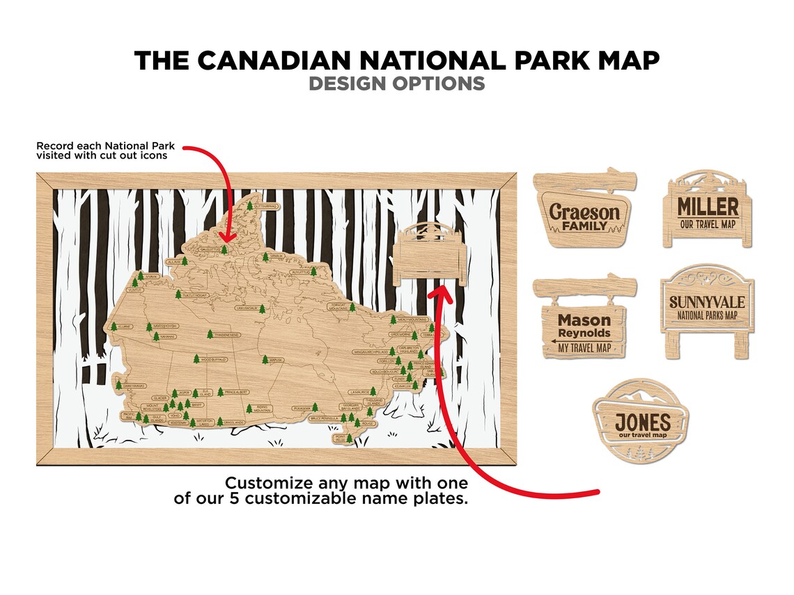 The Canadian National Parks Travel Map - 3 Backgrounds & 5 Customizable ...
