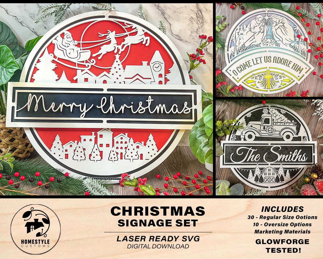 Christmas Signage Set - 40 Regular and Oversize Options Included - SVG ...