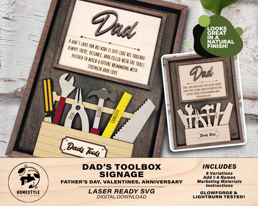 Dad's Toolbox Signage - 1-6 Name - 8 Variations of 'dad' - Tested on ...