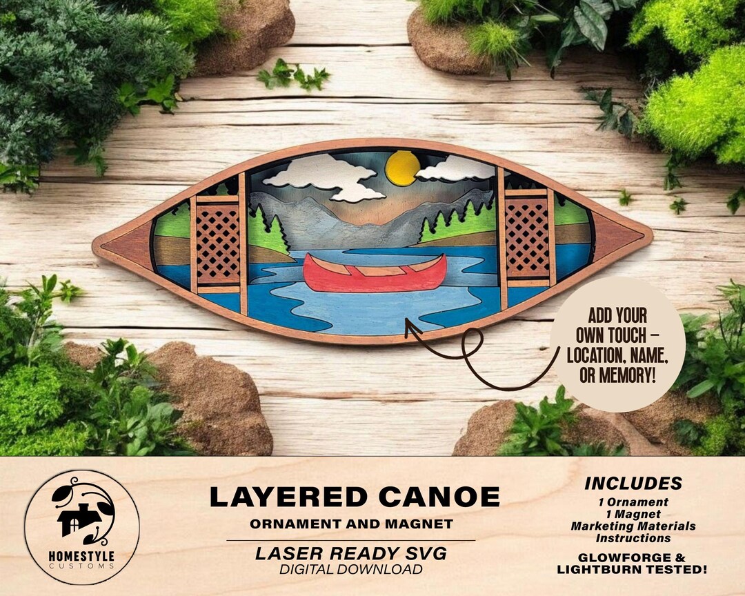 Layered Canoe - Ornament and Magnet - SVG, PDF, AI File Download ...