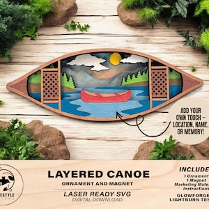Layered Canoe - Ornament and Magnet - SVG, PDF, AI File Download ...