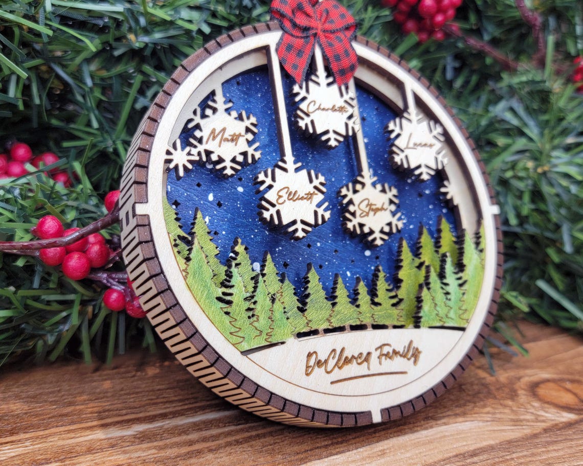 3D Snowflake Ornament - Personalize With 1 to 7 Names - SVG, PDF, AI ...