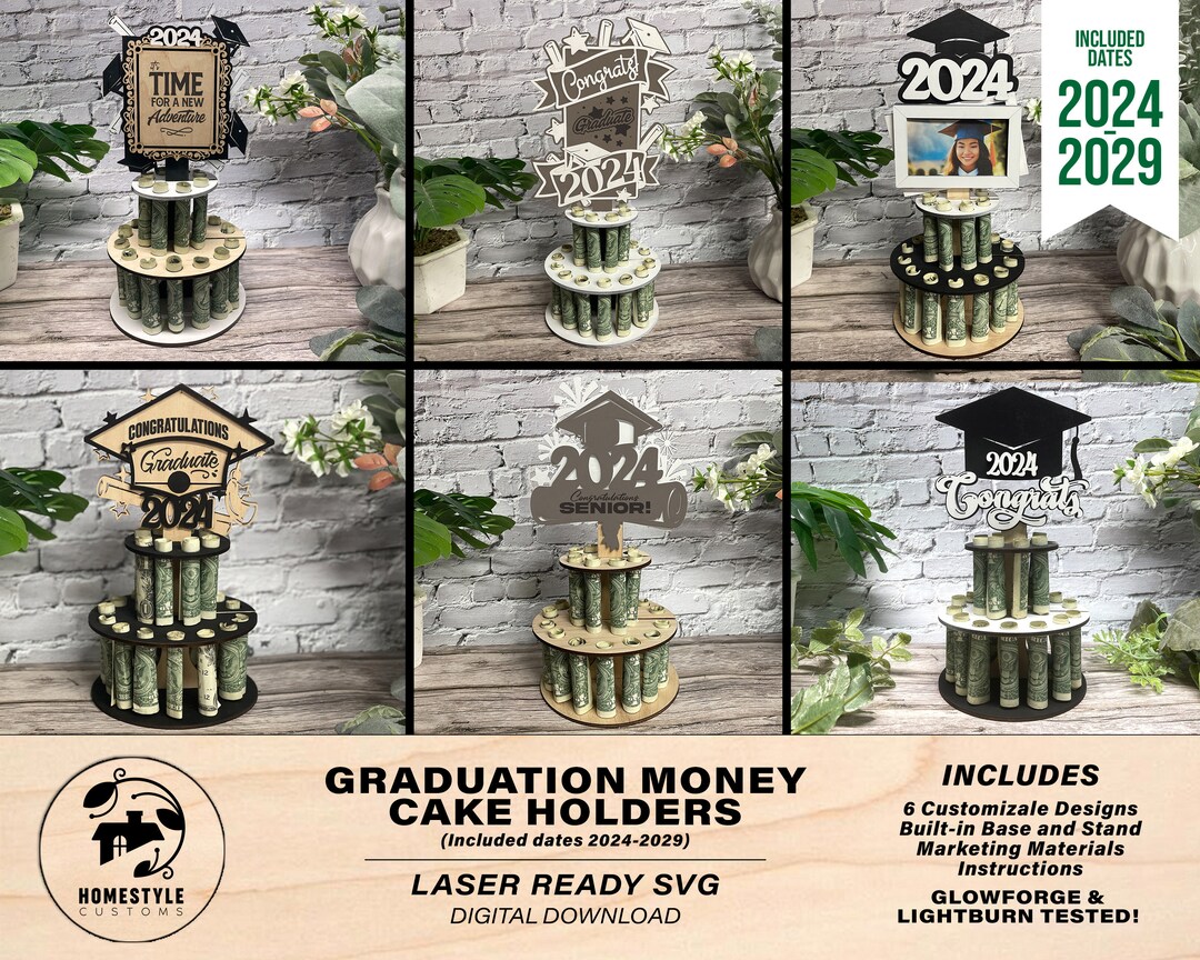 Graduation Money Cake Holders - Includes 6 Designs and Dates 2024 to ...