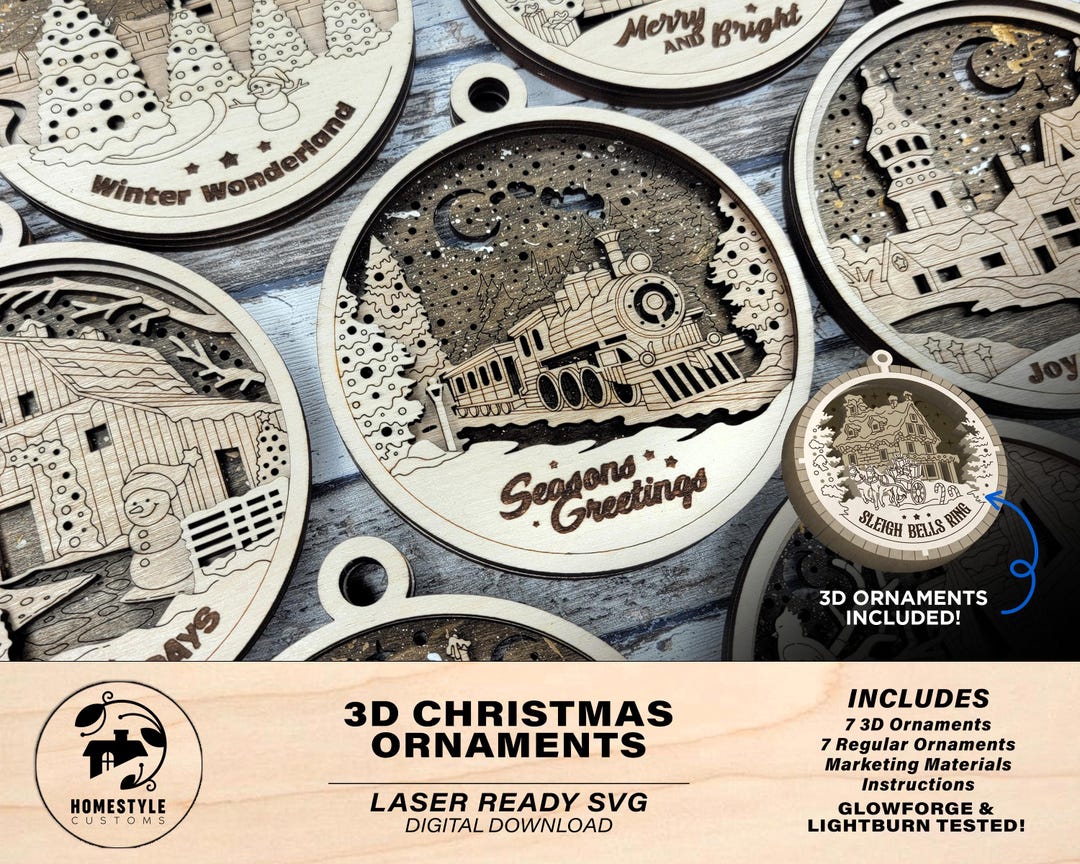 3D Christmas Ornaments Ornaments - 7 3D Ornaments & 7 Layered Ornaments ...
